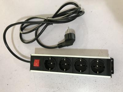 China Aluminum 4 Outlet European Power Strip 16A 250V with 2.0m Cable for sale