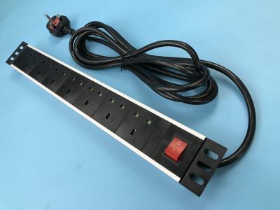 China 7 Way UK BS1363 Power Strip with 2m Cable 13A 250V Aluminium Housing for sale