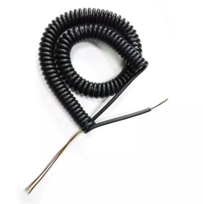 China 22AWG Black 4-core PU Cables Spiral Coiled Wire for sale