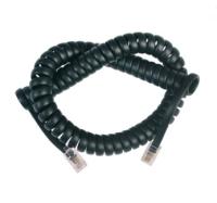 China RJ12 4P4C Crystal Connector TPU Coiled Telephone Cord 2.0x4.6mm Custom Length for sale