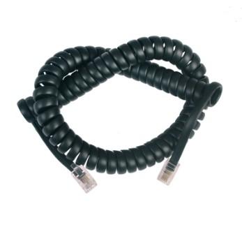 China RJ12 4P4C Crystal Connector TPU Coiled Telephone Cord 2.0x4.6mm Custom Length for sale