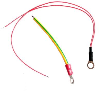 China Pre-insulated Ring Terminal RV2-4 RNB3-5 Naked Crimp with 18AWG Yellow Green Ground Wire Harness for sale