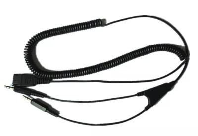 China 3.5mm Stereo Cable 3 Pole 2 in 1 Spring Coil Cord with QD Housing TPU Jacket 2.6mm OD for sale
