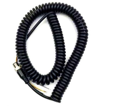 China Customized 4pin Coil sprial cable supplier with waterproof connector for sale