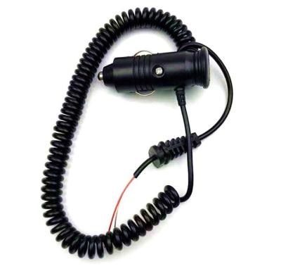 China Car Cigarette Lighter Plug Socket with 24AWG TPU Spiral Cable Wire Harness 2 Pin for sale