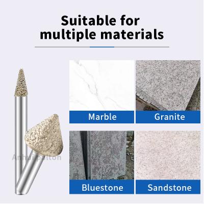 China Vacuum Brazed Diamond Cutter Tool CNC Engraving 6mm‑16mm Shank Stone Carving Bits for sale