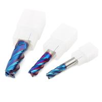 China 65 Degree 4 Flutes End Mill Nano Blue Coated 8mm End Mill Square for sale