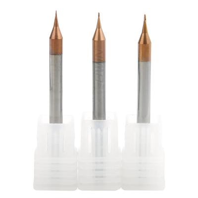 China HRC55 2F Micro Diameter Ball Nose End Mill Ball Nose Milling Cutter Cooper Coating for sale