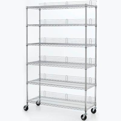 China 6 Layers 18 X 24 Wire Shelving Heavy Duty Movable Wire Shelving Units With Casters for sale