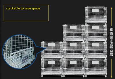 China Industrial 1500kg Loading Stackable Space Saving Collapsible Wire Cage Container for sale