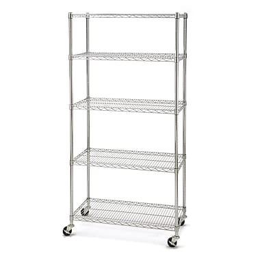 China 3 Inch Height 5 Layers Garage Storage Racking Home Wire Shelving With Wheels for sale