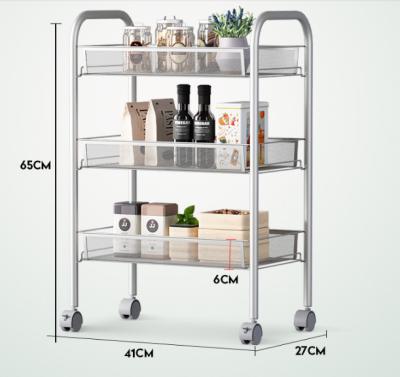 China Silver Kitchen Basket Rolling Cart Wire Storage Shelves With Wheels 11