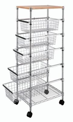 China Smooth 5 Adjustable Drawers Wire Utility Cart For Laundry , Kitchen , Office for sale