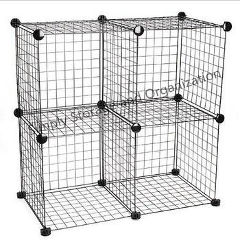 China DIY Grid Wire Modular Cube Cage Versatile Shelving Easy Assemble Custom Color for sale