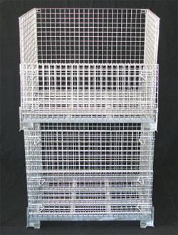China Q235 Material High Visible Collapsible Wire Container Moved By Forklift for sale
