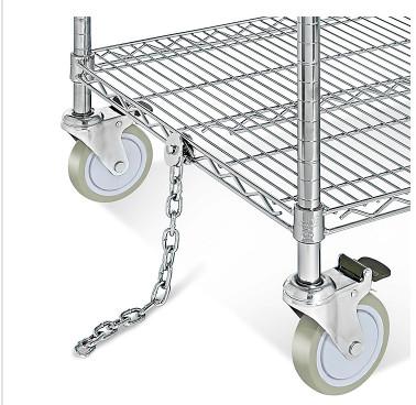 China Electrostatic Discharge Chrome Wire Shelving Trolley 3 Tier For Electronics Industry for sale