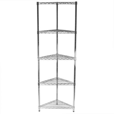China Chrome Triangle Corner Shelf Unit Healthcare Wire Shelving 14''X16''X42'' for sale