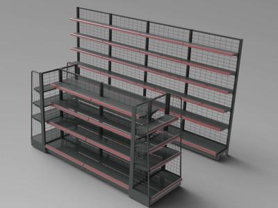 China Custom Height Supermarket Display Racks Double Sides Department Store Snacks Wire Net Decking for sale