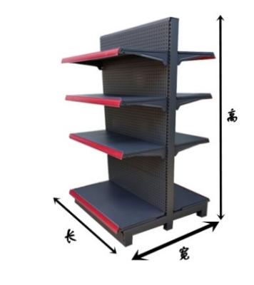 China Steel Four Levels Grocery Store / Supermarket Display Racks Black Mix Red Color for sale