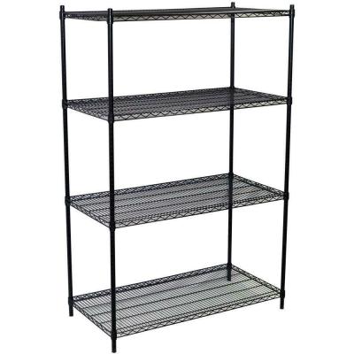 China Grocery Store Heavy Duty Commercial Wire Shelving 4 Layers Black Epoxy Surface Finish for sale