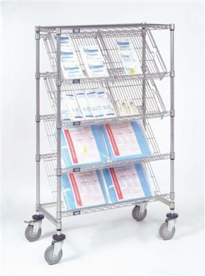 China 5 Layer Commercial Metal Storage Racks Company Display Chrome Slanted Shelving for sale