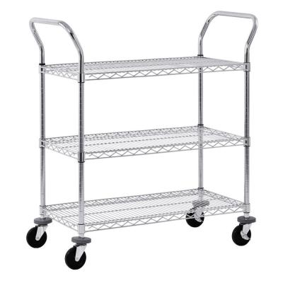 China Adjustable Wire Shelf Cart With Pull Handle Restaurant 36