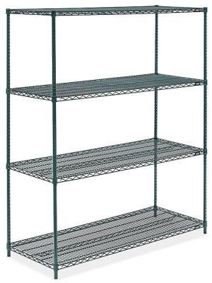 China Warehouse Heavy Duty Wire Shelving Unit Dark Green 4 Tier Easy To Assemble for sale