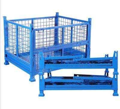 China Durable Collapsible Wire Container Transport Packaging Metal Pallet Cage Four Wire Mesh for sale