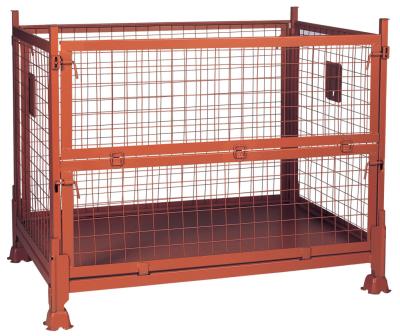China 200kg - 800kg Collapsible Wire Container , Foldable Orange Color Metal Pallet Crates for Toys Storage for sale