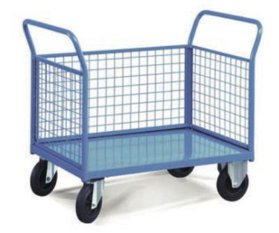China Two Handles 3 Mesh Sides Food Store Trolley For Industrial Warehouse for sale