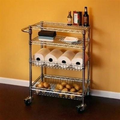 China Restaurant Food Storage Shelves Utility Transport Steel Cart Zinc Surface Finish for sale