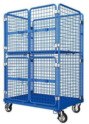 China Logistics Laundry Rolling Container Cart Metal Steel With Door Lock for sale