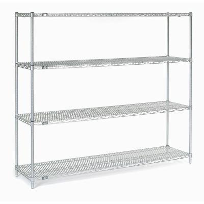 China Retail Store Storage Metal Wire Shelving  ,  Four  Tier Standing Display Rack With Wheels for sale