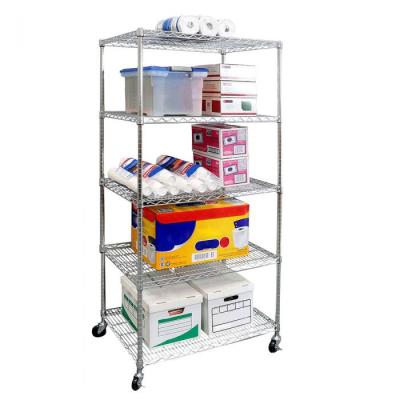 China Chrome / Zinc 5 Tier Wire Shelving Unit  Large Capacity Easy Transport for sale