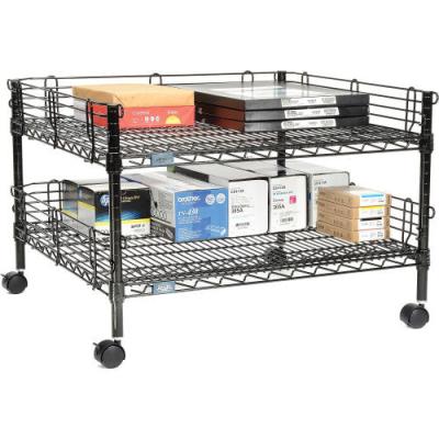 China 2 Layers Black Epoxy Coating Mobile Office Table / Small  Storage Shelving Units for sale