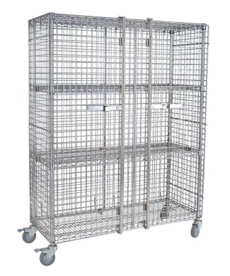 China Galvanized Metro Wire Security Carts Lockable, Material Store Nestable Roll Cage for sale
