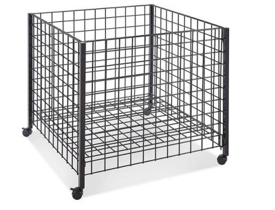 China Adjustable Supermarket Display Wire Dump Bins With 4 Adjustable Drawers & Wheels For Easier Mobility for sale
