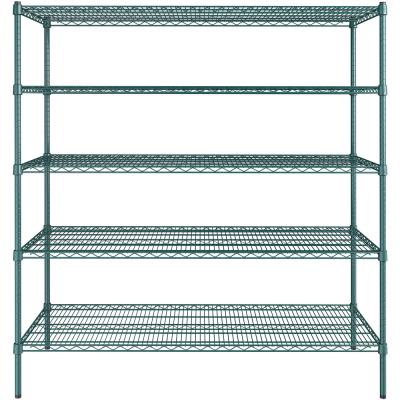 China 445lbs 200kg Five Tier Storage Home Wire Shelving With Wheels for sale