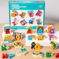 China 26-Piece Wooden Animal Alphabet Puzzle Educational Toy HXBE-20 with 59.5×40×51cm Carton Packaging for sale