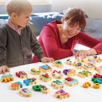 China 26-Piece Wooden Animal Alphabet Puzzle Educational Toy HXBE-20 with 59.5×40×51cm Carton Packaging for sale
