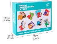 China 26-Piece Wooden Animal Alphabet Puzzle Educational Toy HXBE-20 with 59.5×40×51cm Carton Packaging for sale