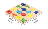 China Educational Wooden Alphabet Puzzle with 26 Letters & Numbers - 22x22x2 cm Pegged Board for Early Learning for sale