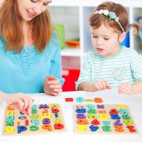 China WZ-004 Wooden Number and Letter Puzzle Toy 47x24x43cm Montessori Educational Learning Resource for Children for sale