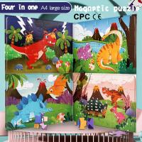 China A4 Size Montessori Magnetic Puzzle Book - 33.5×32×25.5cm Wooden Dinosaur Cartoon Story Toy with 40 PCS Carton Packaging for sale