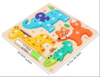 China Montessori 4-in-1 Wooden 3D Puzzle Board with Drawing Panel 47.5x25x61.5cm EN71 Certified Educational Toy for sale