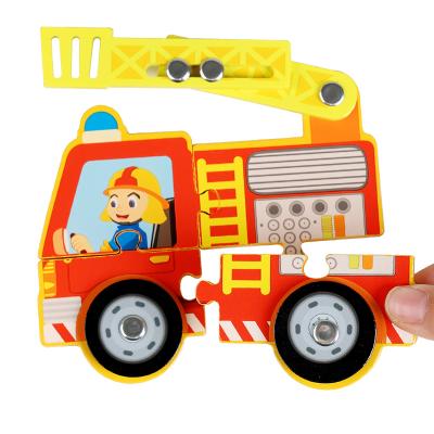 China MZM-4 Wooden Vehicle Puzzle - 47.5×38.5×53.5cm Montessori Educational Toy with 180 PCS per Carton for sale