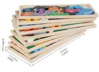 China Children's Educational Wooden 3D Puzzle Toy - Cartoon Animal Traffic Theme for Toddlers 1-3 Years, 132 PCS per Carton for sale