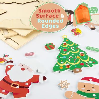 China Wooden Christmas Puzzle Set for Early Childhood Education - 60 Pieces per Carton, 22.5kg Packing Weight for sale