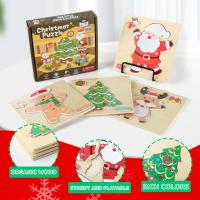 China Wooden Christmas Puzzle Set for Early Childhood Education - 60 Pieces per Carton, 22.5kg Packing Weight for sale