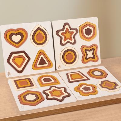 China Montessori Wooden Geometric Shape Puzzle - 47×25×45 cm Educational Toy with Color Cognition Matching for Children for sale